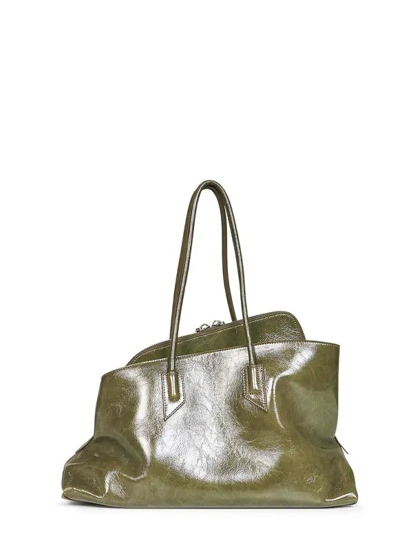 Attico Olive Brown La Passeggiata Medium Top Handle Bag