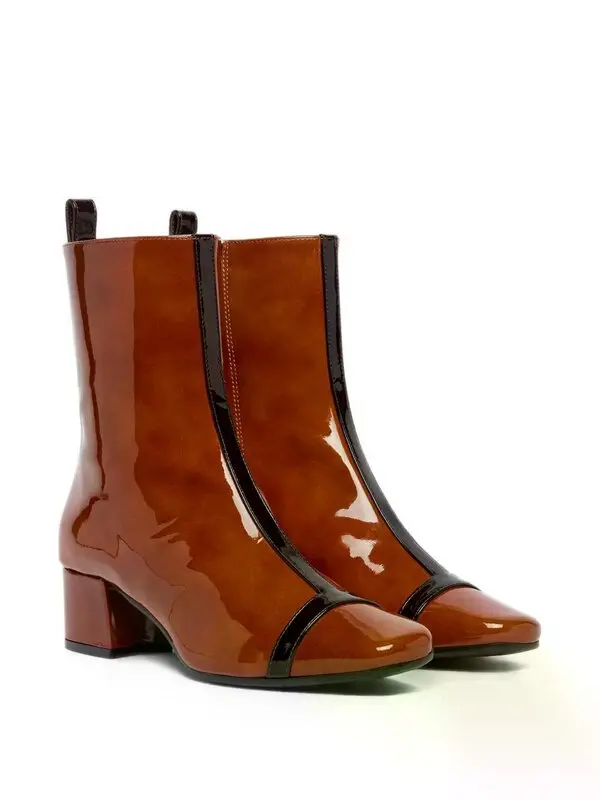 CAREL Audrey Patent Calf Leather Ankle Boots - Brown