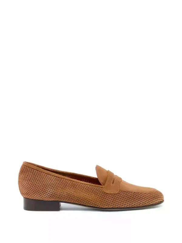 CAREL Perforated Suede Loafers - Brown