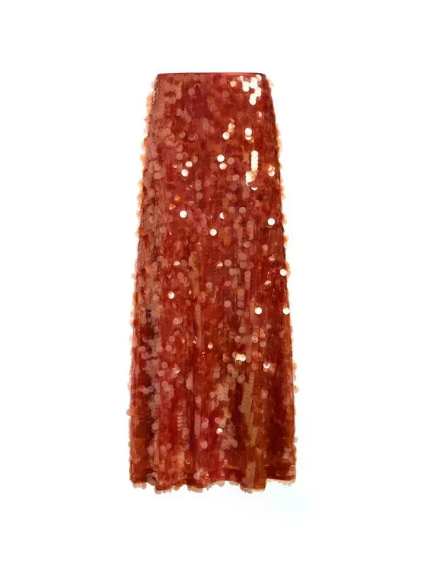 MARIE OLIVER Odessa Sequin-embellished Maxi Skirt - Red