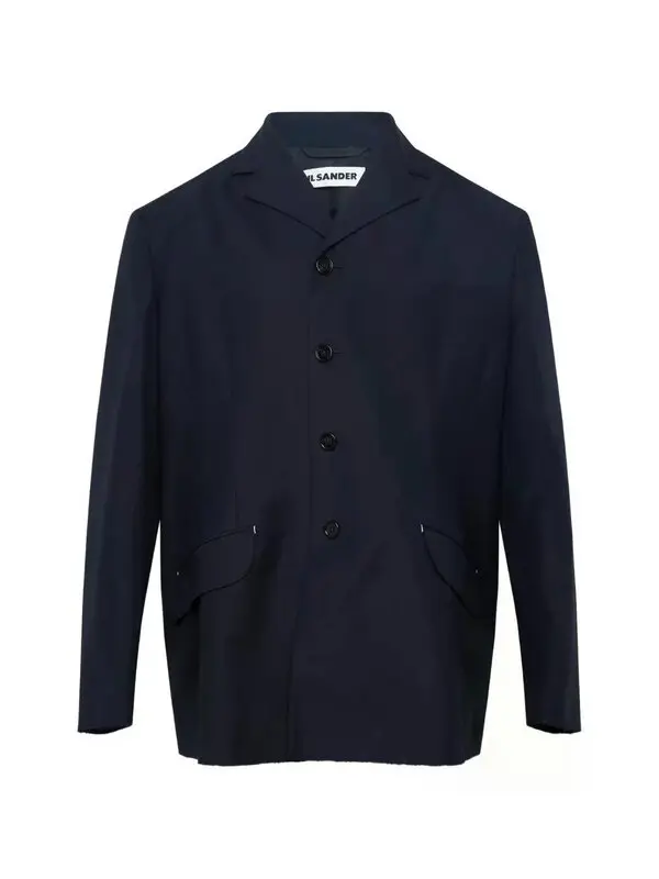 JIL SANDER Fil-a-fil Wool Jacket - Blue