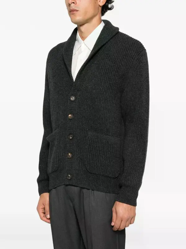 Eleventy Ribbed Shawl-collar Cardigan
