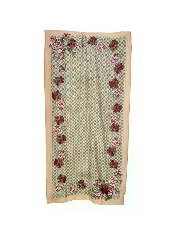 Gucci Gg Blooms Print Scarf - Neutrals