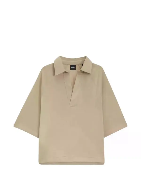 BOSS Loose-fit Polo Sweatshirt In Scuba Jersey - Neutrals