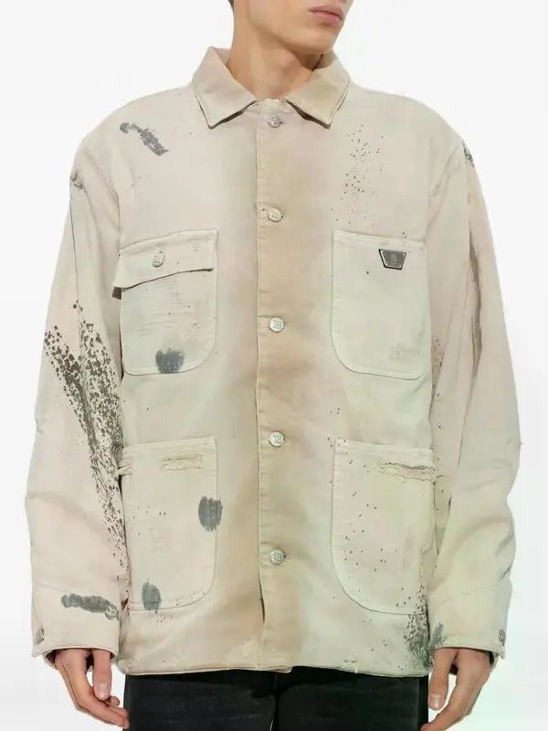 MISBHV Marfa Paint-splatter Distressed Denim Jacket