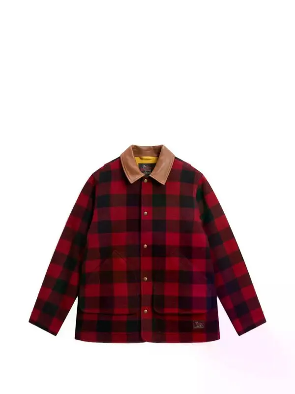 Woolrich Buffalo Check Leather-collar Jacket - Red