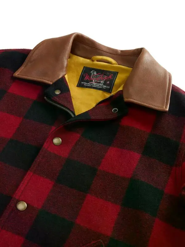 Woolrich Buffalo Check Leather-collar Jacket