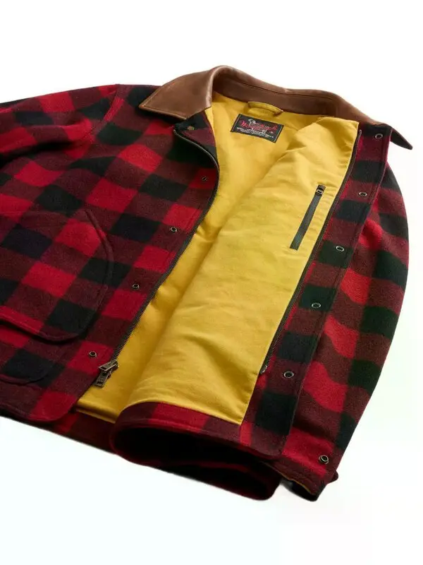 Woolrich Buffalo Check Leather-collar Jacket