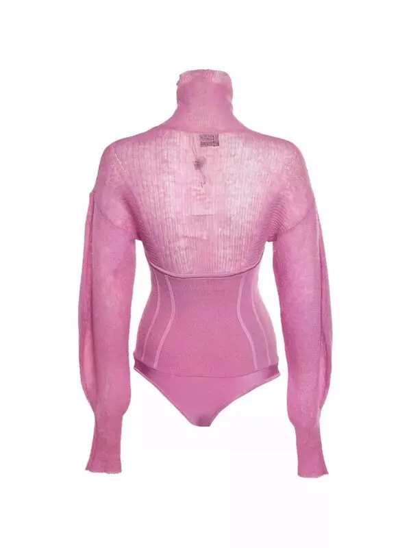 Herve Leger Paneled Turtleneck Bodysuit - Pink