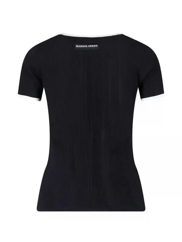 MARINE SERRE Moon Logo Ribbed Baby-fit T-shirt - Black