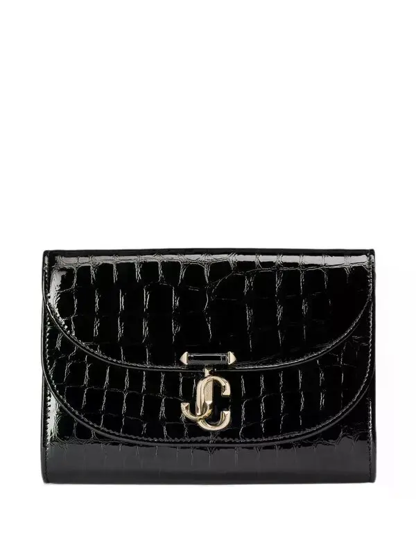 JIMMY CHOO Avenue Croc-effect Clutch Bag - Black