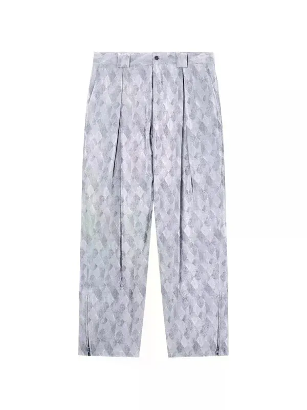 Giorgio Armani Geometric-pattern Pleated Trousers - Grey