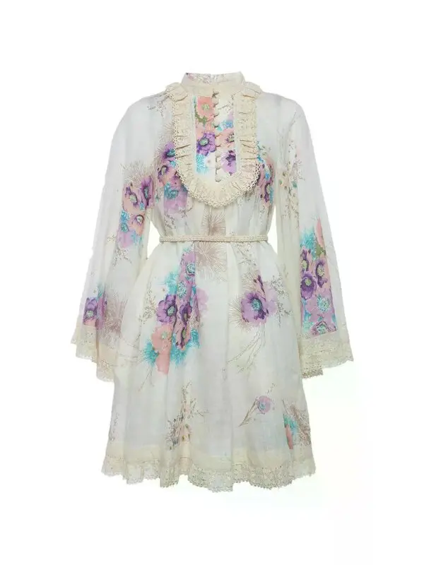 Zimmermann Jude Floral-print Mini Dress - Neutrals