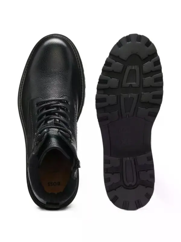 Hugo Pebbled-leather Lace-up Boots