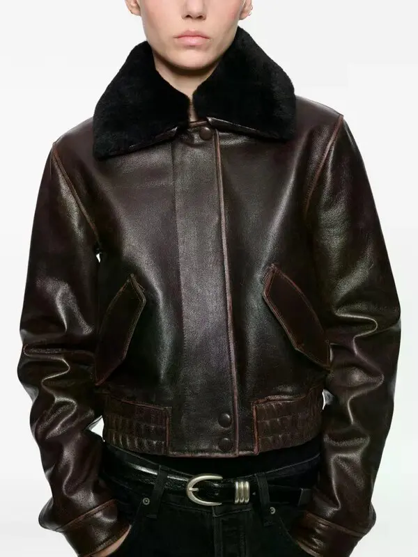 STAND STUDIO Dee Cropped Leather Jacket
