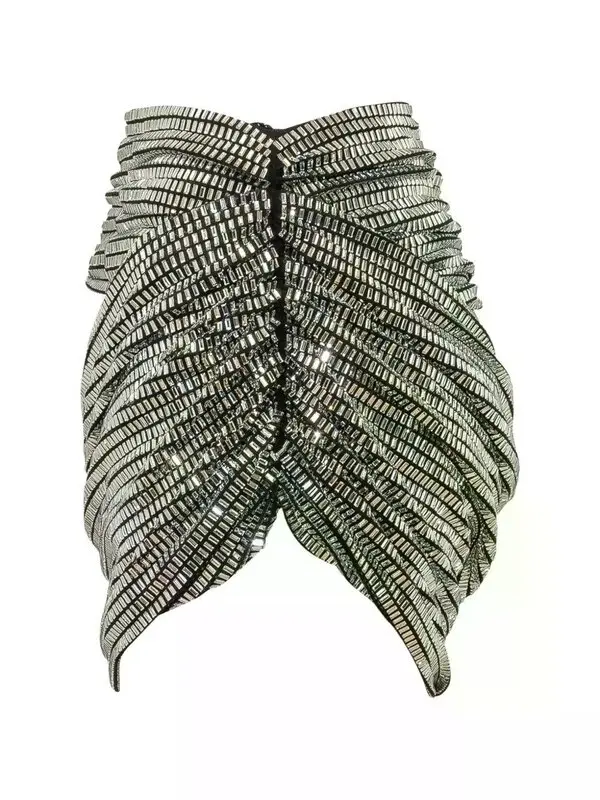 SELF-PORTRAIT Crystal-embellished Ruched Mini Skirt