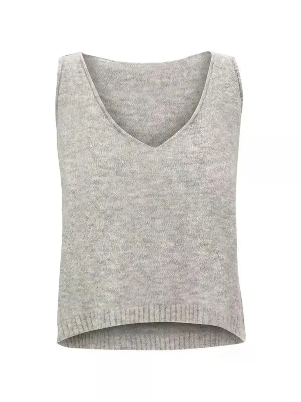 MAURIZIO MYKONOS Ribbed-hem V-neck Top