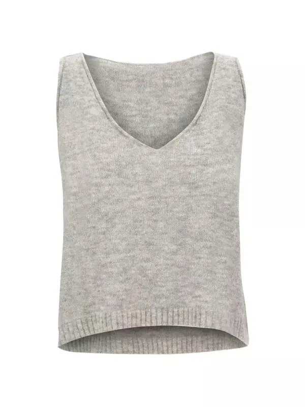 MAURIZIO MYKONOS Ribbed-hem V-neck Top