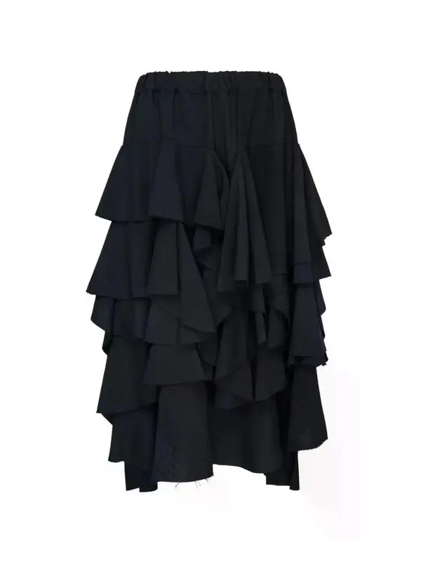 Comme Des Garçons Ruffled Tiered Midi Skirt - Black