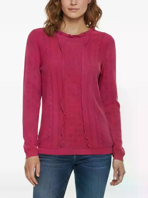 Red Valentino Ruffle-trim Pointelle-knit Sweater