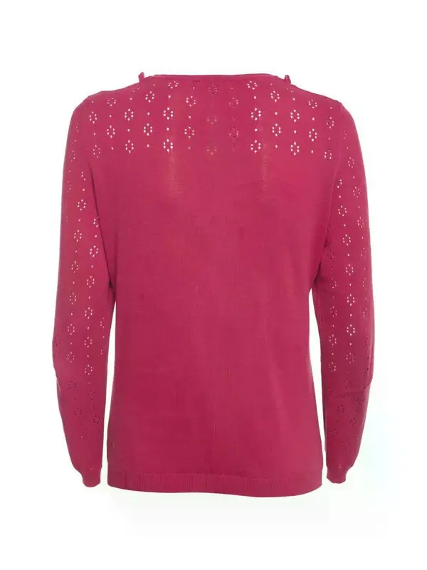 Red Valentino Ruffle-trim Pointelle-knit Sweater