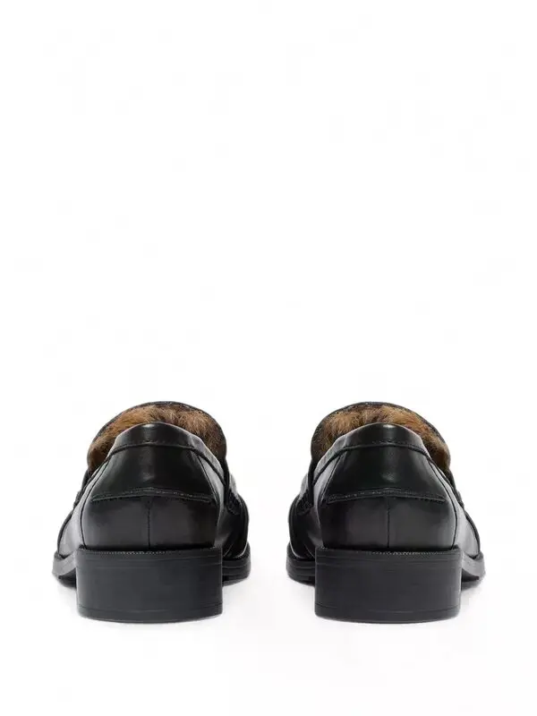 Ash Rusty Fur-lined Gathered-toe Loafers