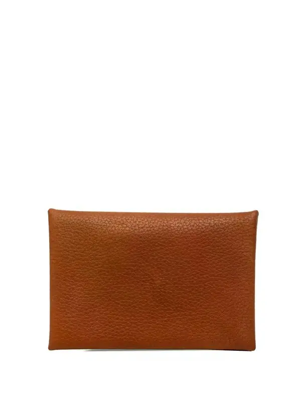 Hermès 2025 Evercolor Calvi Duo Compact Card Holder Coin Pouch - Brown