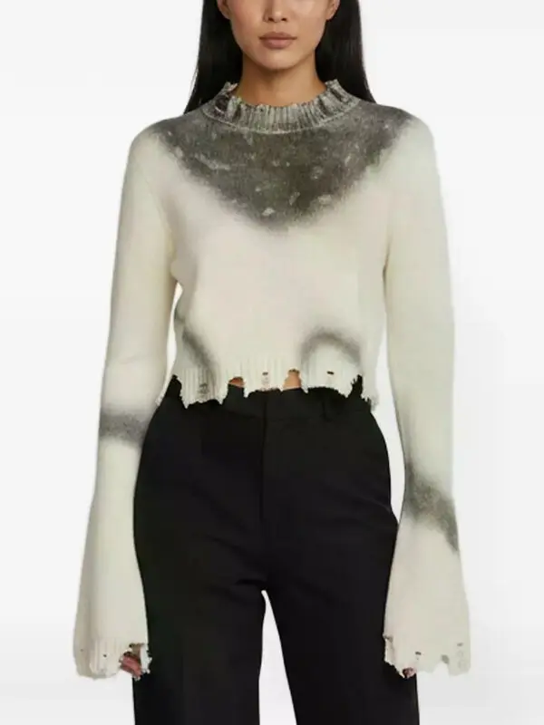 Attico Distressed-details Sweater - Neutrals