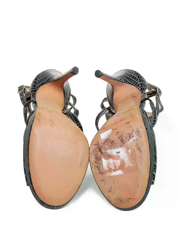 JIMMY CHOO Mostyn Croc-embossed Studded Sandals