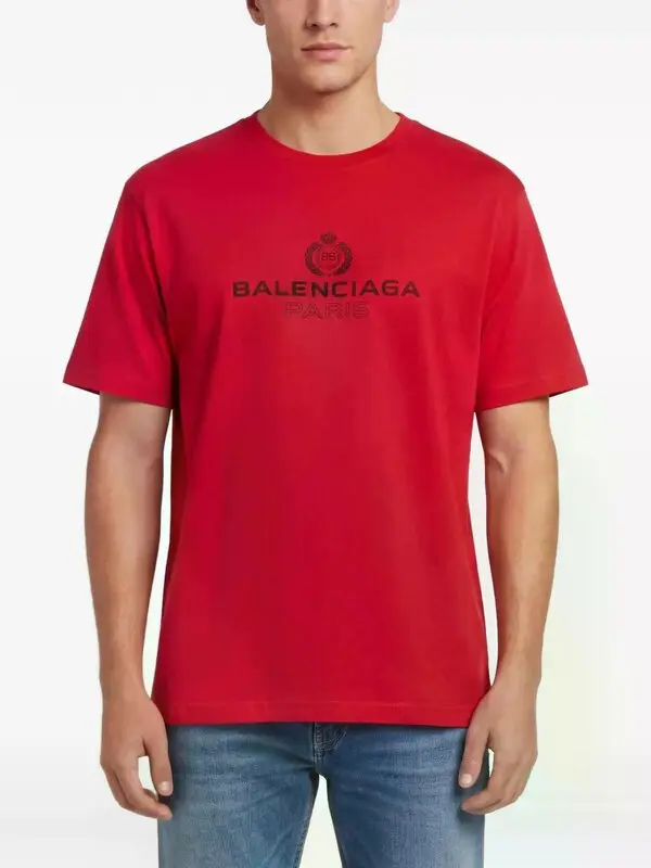 Balenciaga Logo-print Jersey T-shirt - Red