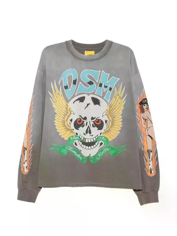 DIET STARTS MONDAY Skull-print Long-sleeve T-shirt