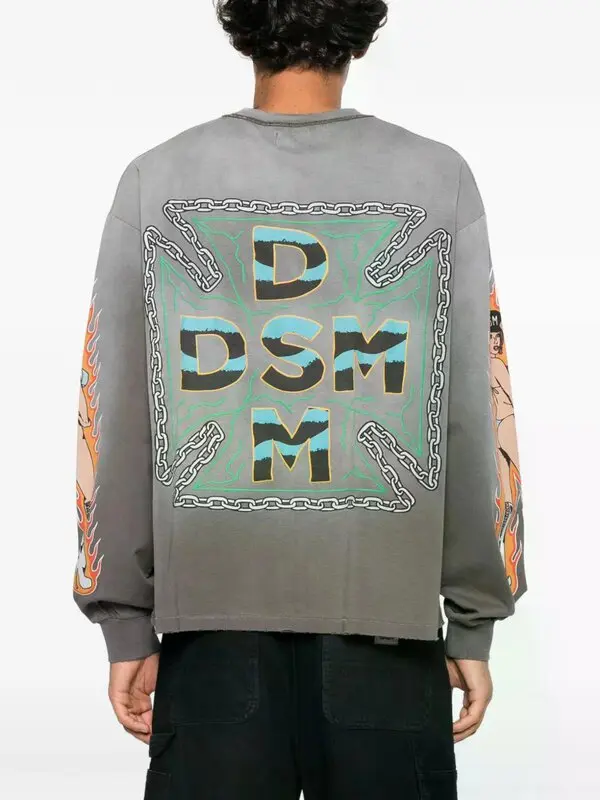 DIET STARTS MONDAY Skull-print Long-sleeve T-shirt