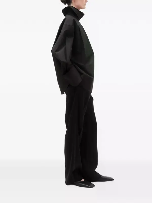 Carven Orchid Cotton Long-sleeve Shirt - Black