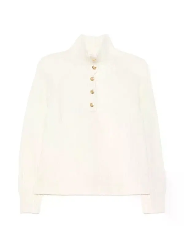 Gant Ribbed Button-up Sweater - Neutrals