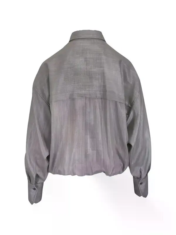 Brunello Cucinelli Pinstripe-pattern Elasticated-hem Blouse - Grey