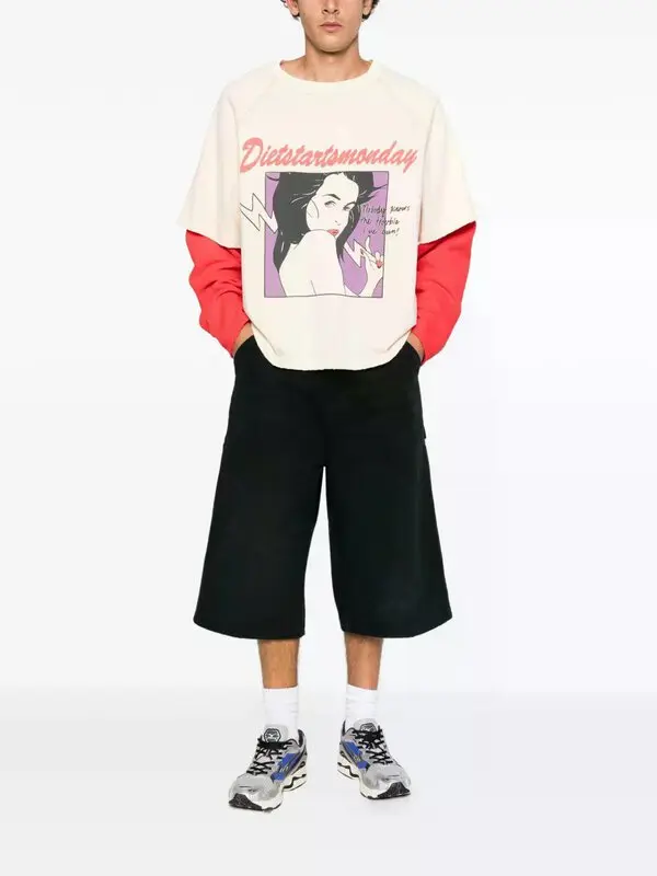 DIET STARTS MONDAY Graphic-print Layered T-shirt
