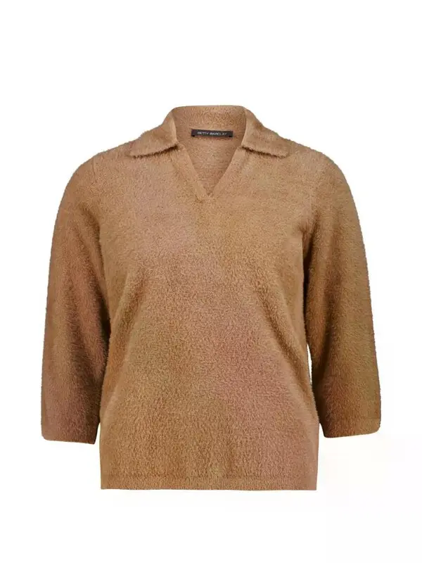 BETTY BARCLAY Bouclé-knit V-neck Sweater