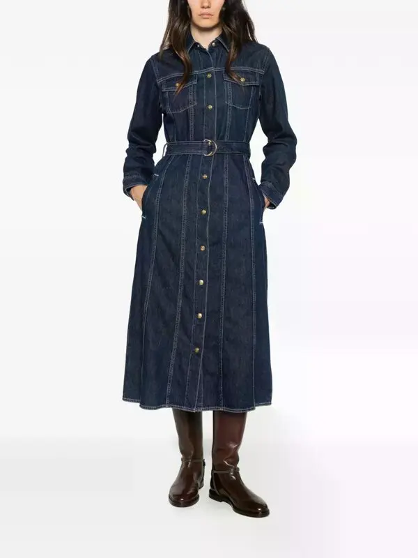 Gant Belted Denim Midi Dress