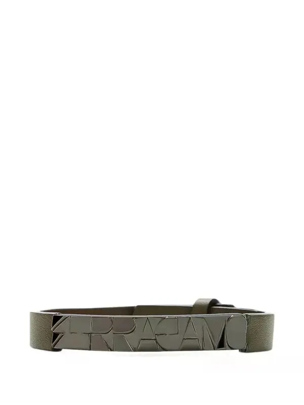 FERRAGAMO Logo-plaque Leather Bracelet - Green