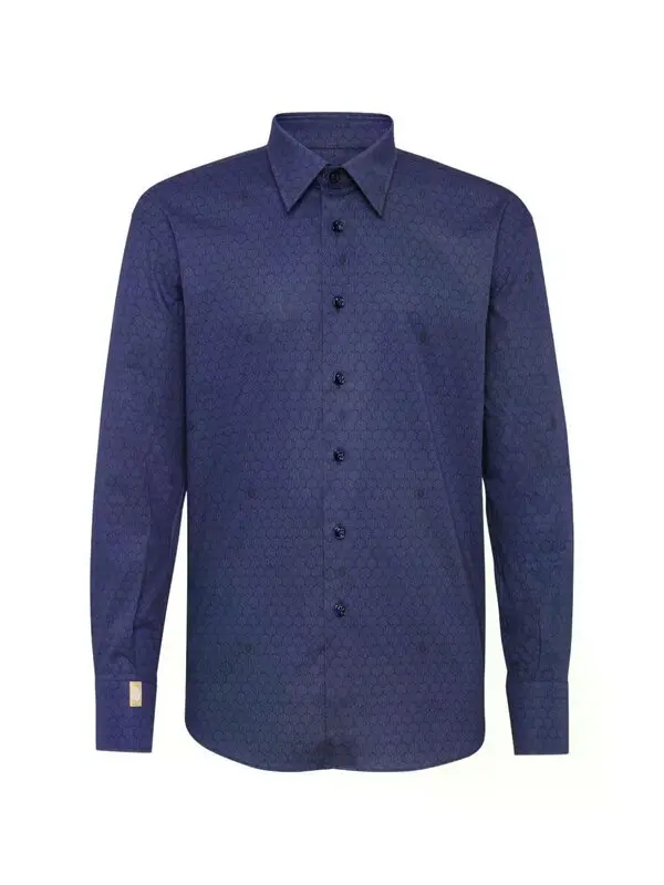 BILLIONAIRE Gold Cut Lion-pattern Shirt - Blue