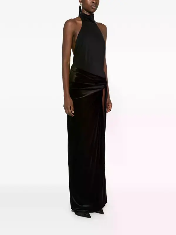 Andamane Halterneck Open-back Bodysuit Maxi Dress