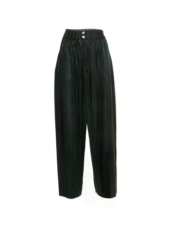 Balmain Pleated Wide-leg Trousers - Black