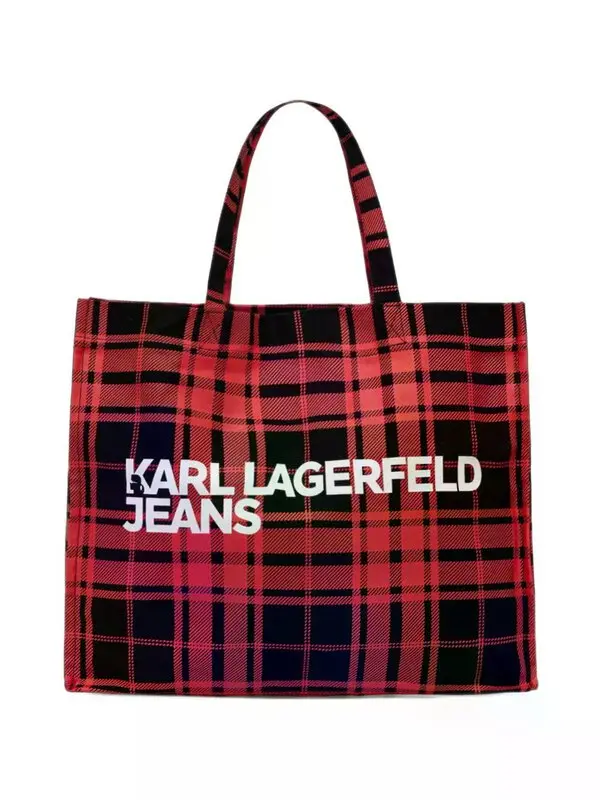 Karl Lagerfeld Tartan Logo-print Tote Bag - Red