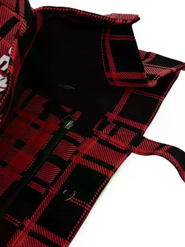 Karl Lagerfeld Tartan Logo-print Tote Bag