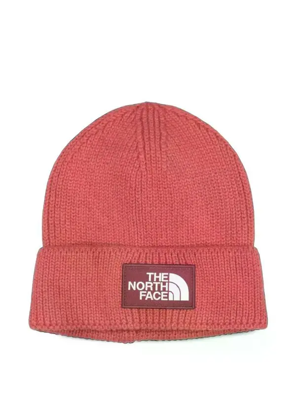 The North Face Logo-patch Ribbed-knit Beanie Hat - Red
