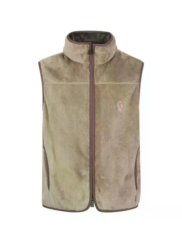 Moncler Logo-embroidered Fleece Gilet - Neutrals