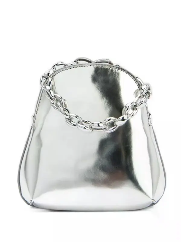 By Far Koko Metallic-leather Top-handle Crossbody Bag - Silver