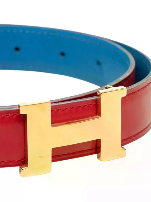 Hermès 1996 Box Calf And Courchevel Constance H Reversible Belt