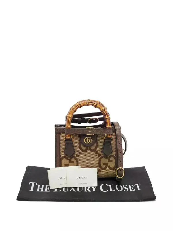 Gucci Small Bamboo Diana Gg Jumbo Canvas Tote Bag