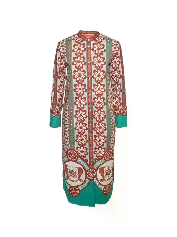La DoubleJ Sundowner Pagoda Placee Rust Tunic Dress - Red
